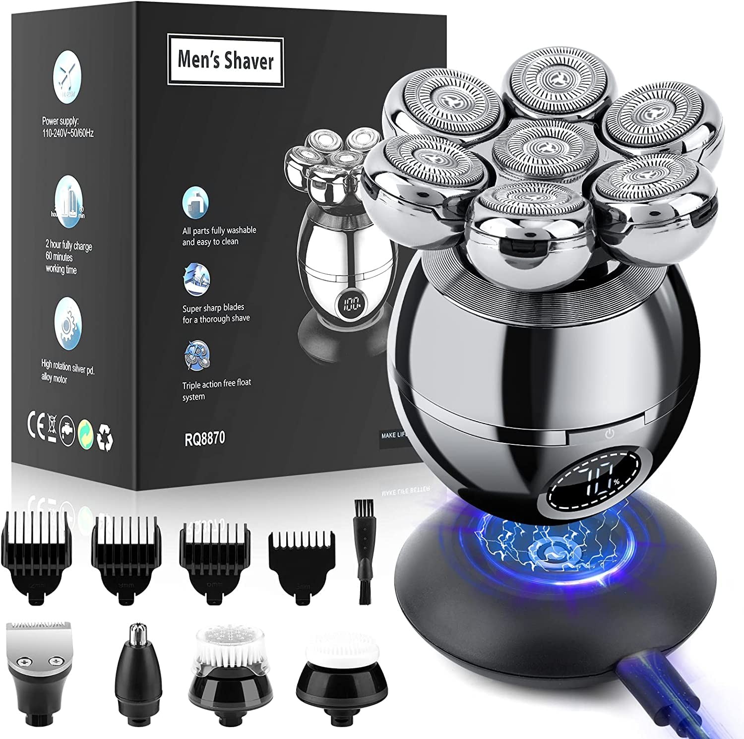 Head Shavers for Bald Men, 6 in 1 Electric Razor Mens Shaver Wet Dry ...