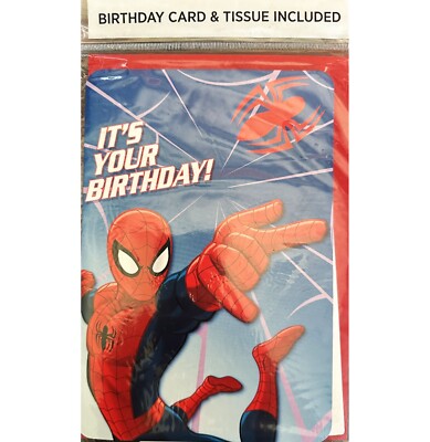 SPIDER MAN BIRTHDAY GREETING CARD W/ TISSUE (1) Collectable Web ...