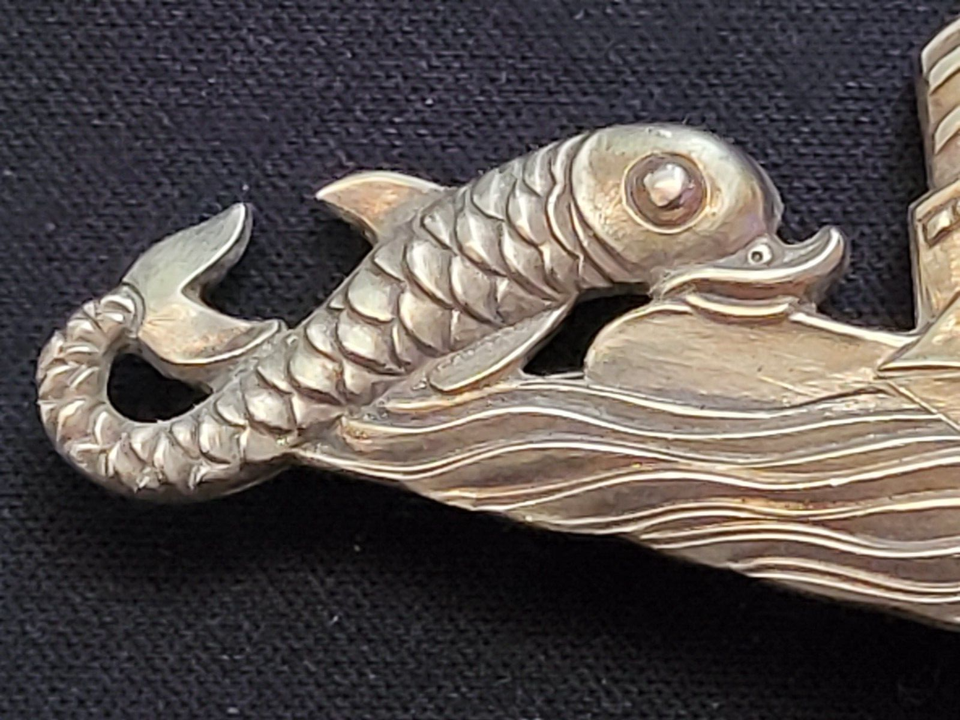 Silver/10K Gold WWII USN Officer's Badge Deep Wave Dolphins Warfare ...