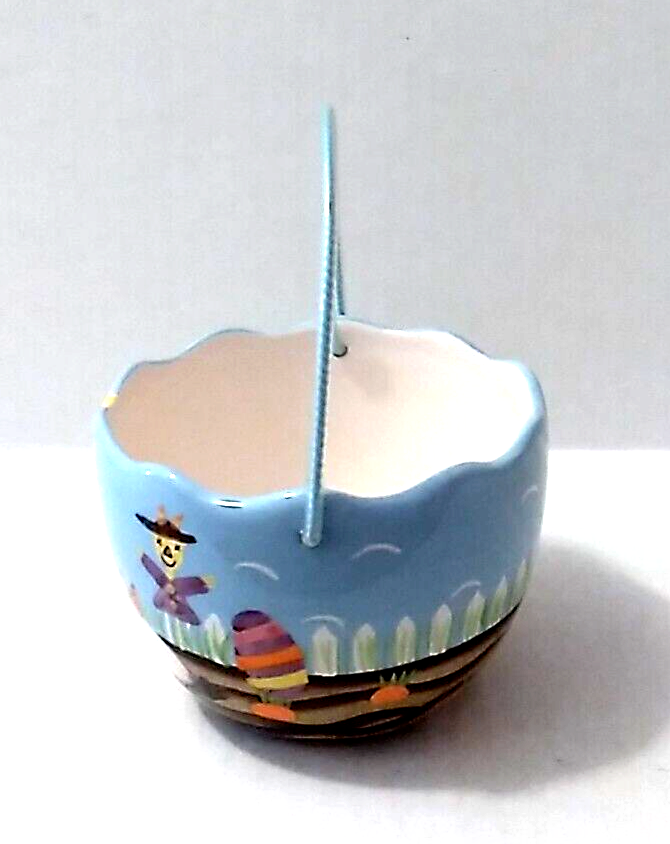 Galerie Easter Bunny Rabbits Farm Scene Egg Shaped Porcelain Candy Dish ...