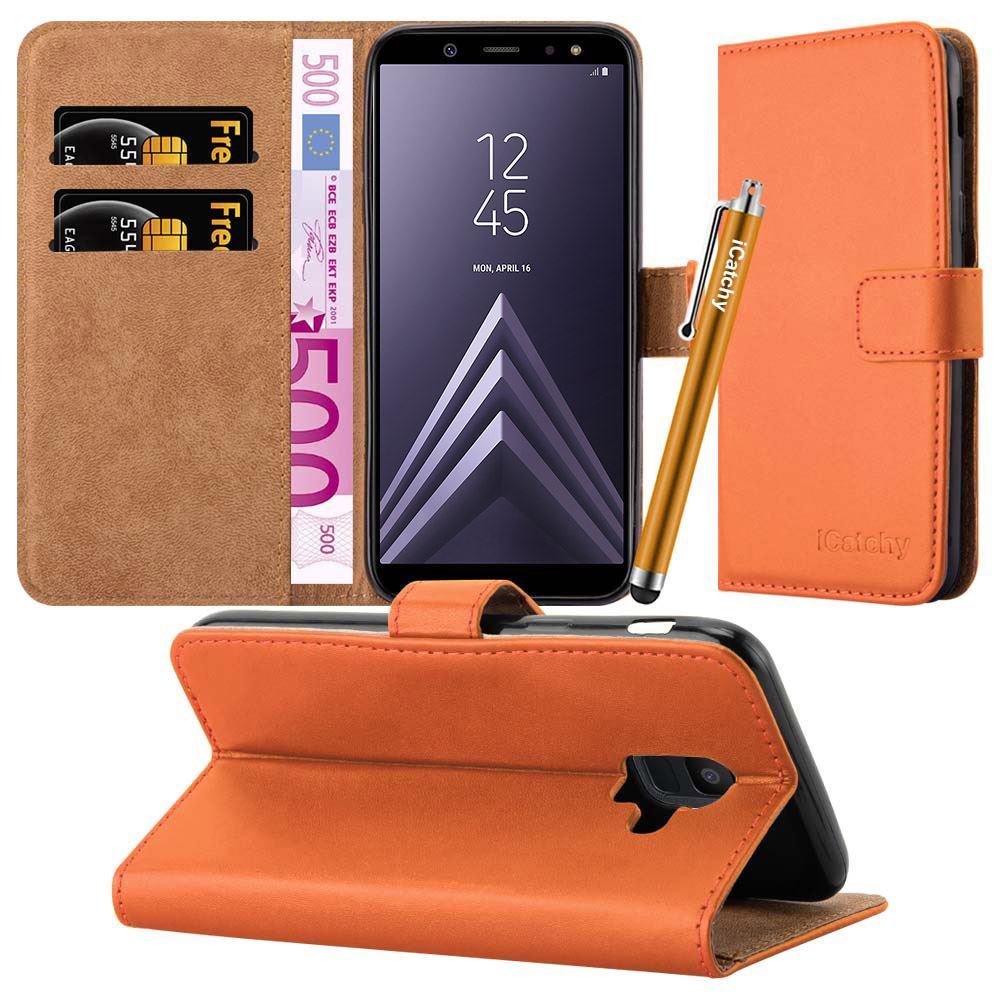For Samsung Galaxy A6 Phone Case Leather Wallet Flip Folio Stand View ...