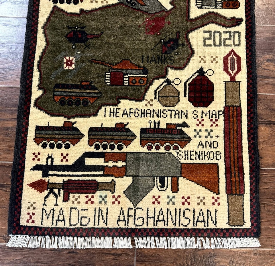 Afghan War Rug, Tanks Helicopters Guns | eBay