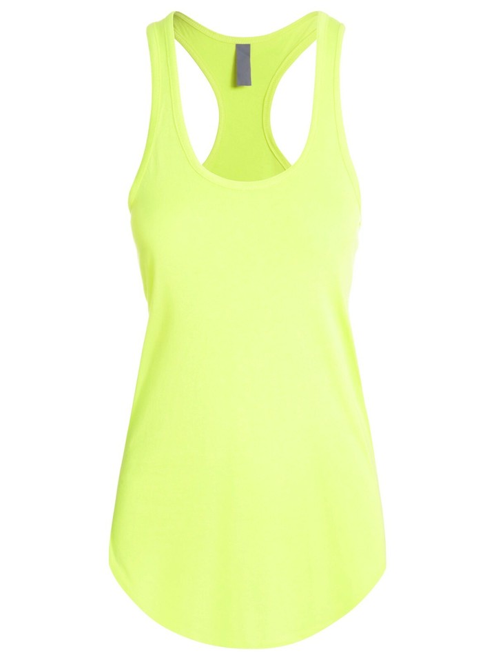 Womens Tank Top Cotton Sleeveless Tee Casual Basic Workout RACER BACK ...