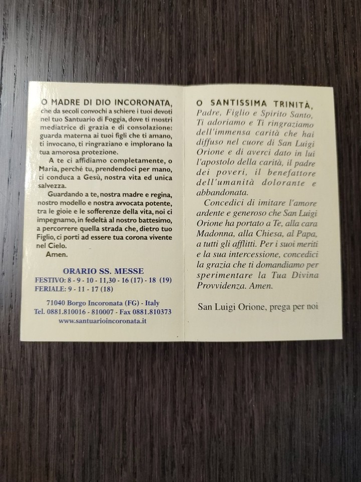 San Luigi Orione, Holy Card, Borgo Incoronata | eBay UK