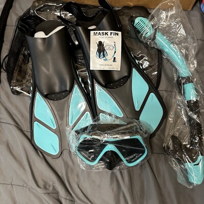 NEW MASK FIN & Snorkel Set, DIVING Mask, Fins Snorkel Set Small -Medium ...