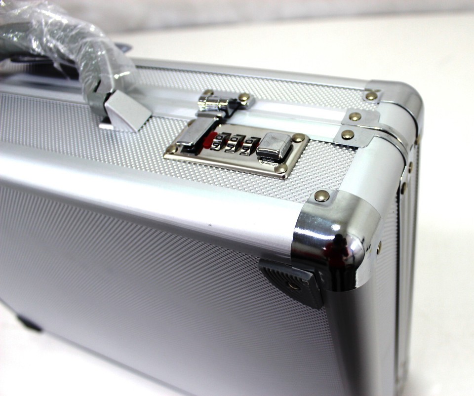 Aluminum Silver secure lock Pilot Case Briefcase Carry Travel Work ...