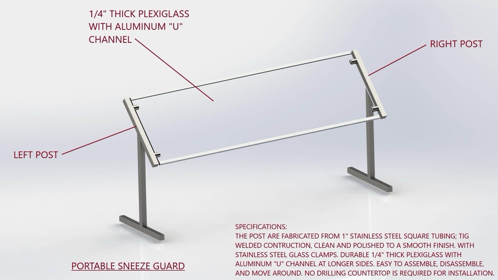 Portable Food Shield / Sneeze Guard 48in | eBay