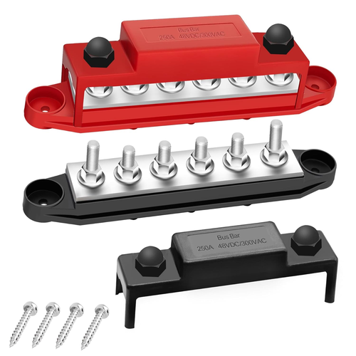 250A Bus Bar 12V Marine 1/4" Power Distribution Block Automotive Busbar ...