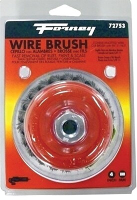 Forney 72753 Angle Grinder Round Wire Cup Brush Knotted 4 Inch 5/8-11 ...