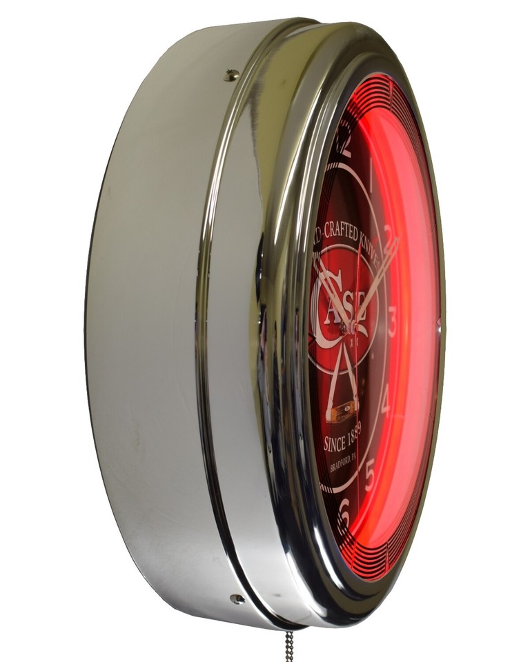 16" CASE Hand-Crafted Knives Since 1889 Neon Clock Man Cave Decor (Red ...