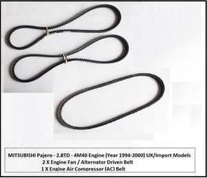 FOR MITSUBISHI PAJERO/SHOGUN 2.8TD 4M40 ALTERNATOR/FAN+AIR CON DRIVE ...