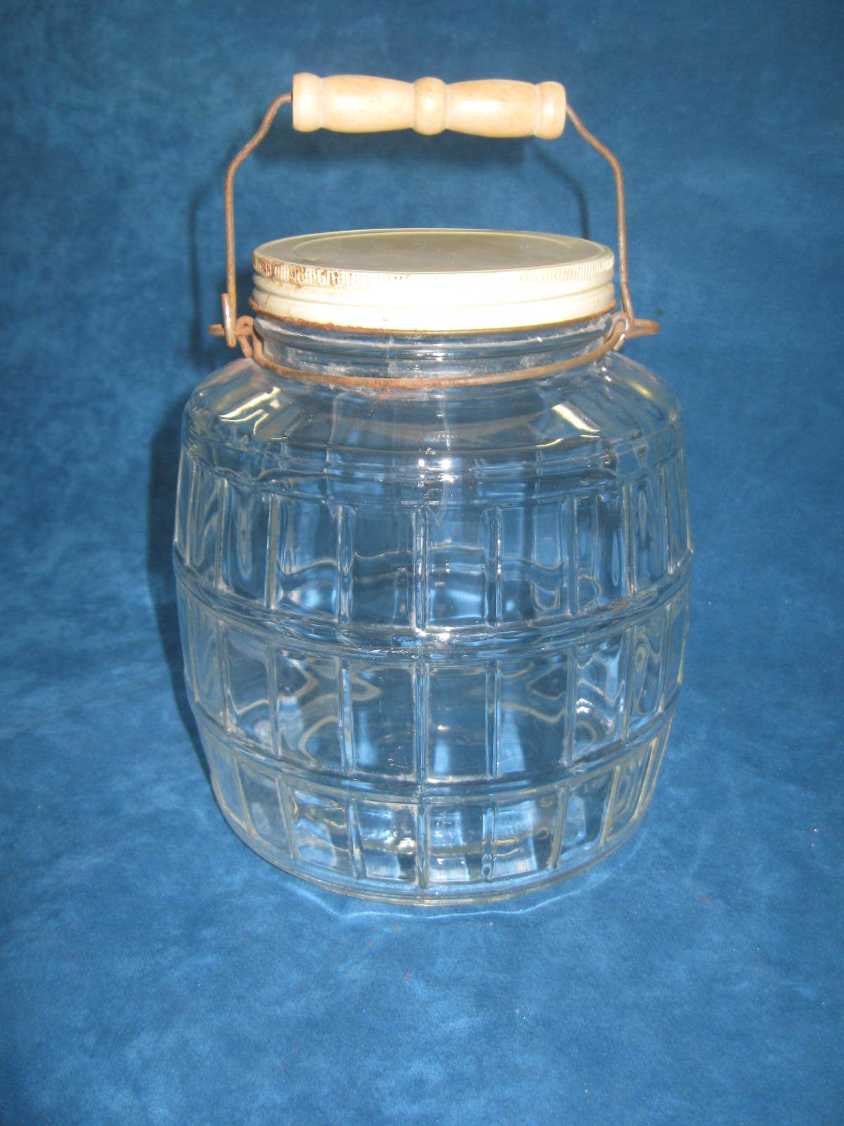 Vintage Glass Barrel Style General Store PICKLE JAR STORAGE CANISTER ...