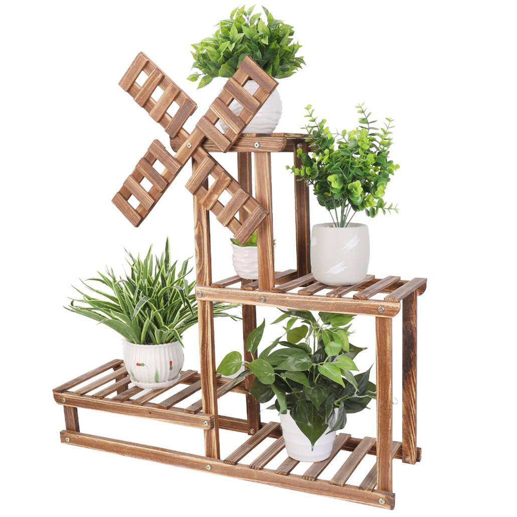 Muti-Style Wooden Plant Stand Indoor Corner Garden Patio Shelf Tiers ...
