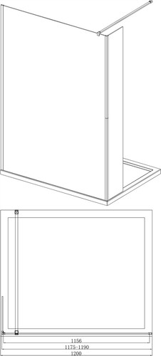 Modern 1200mm Walk In Wet Room Shower Screen Return Panel Easy Clean ...