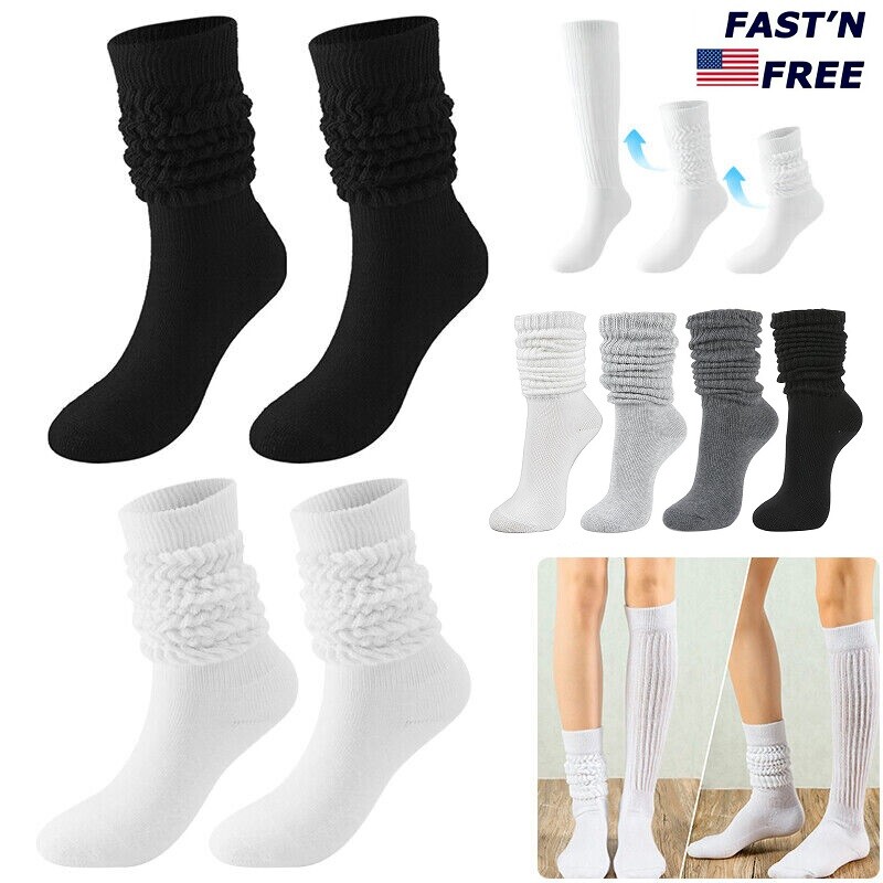 Slouch Socks Men Women Cotton Scrunch Knee High Extra Long Heavy Socks ...