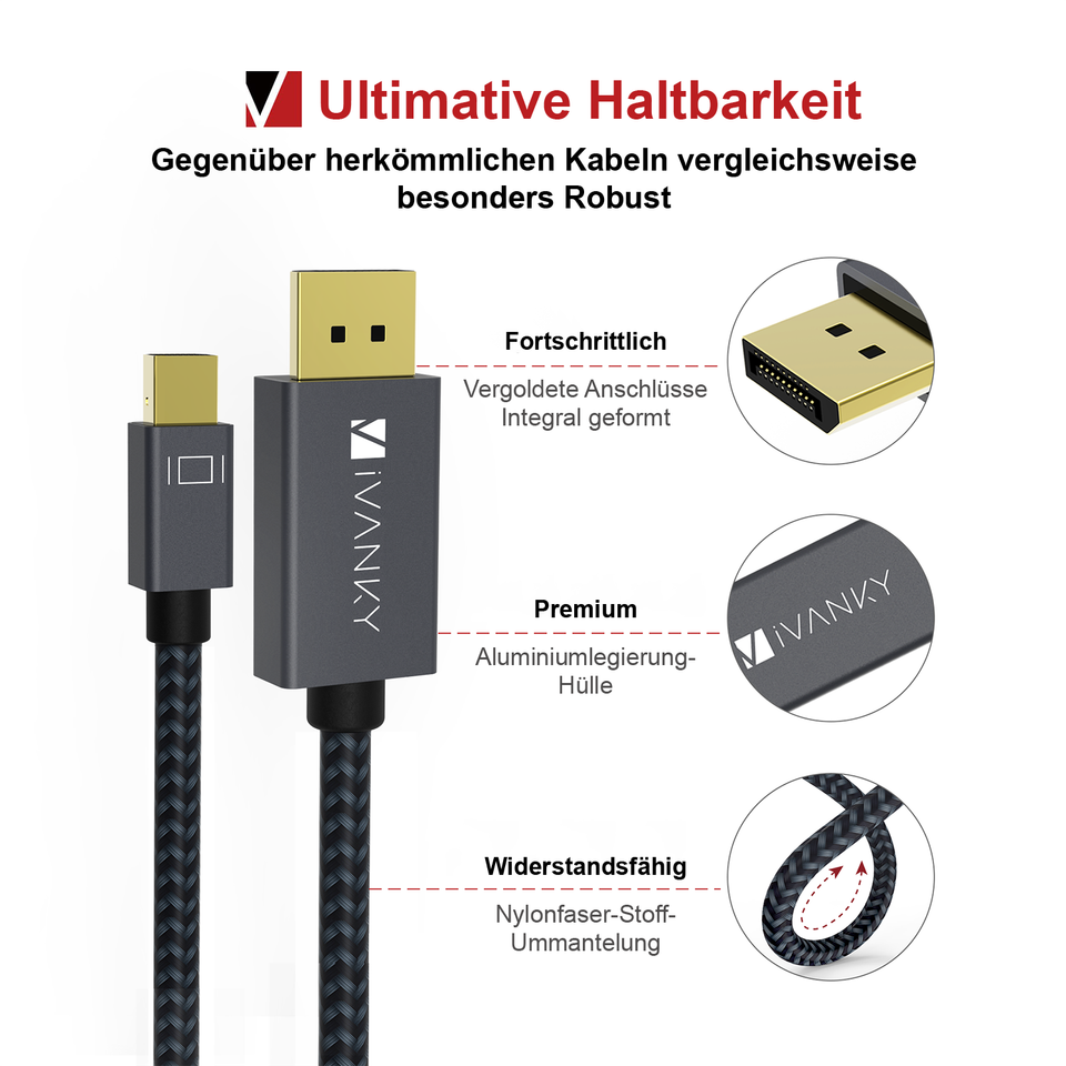 IVANKY Mini DisplayPort zu DisplayPort Kabel Adapter für 4K UHD Apple ...