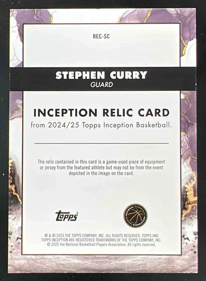 2024-25 Topps Inception Relic #REC-SC Stephen Curry MEM | eBay