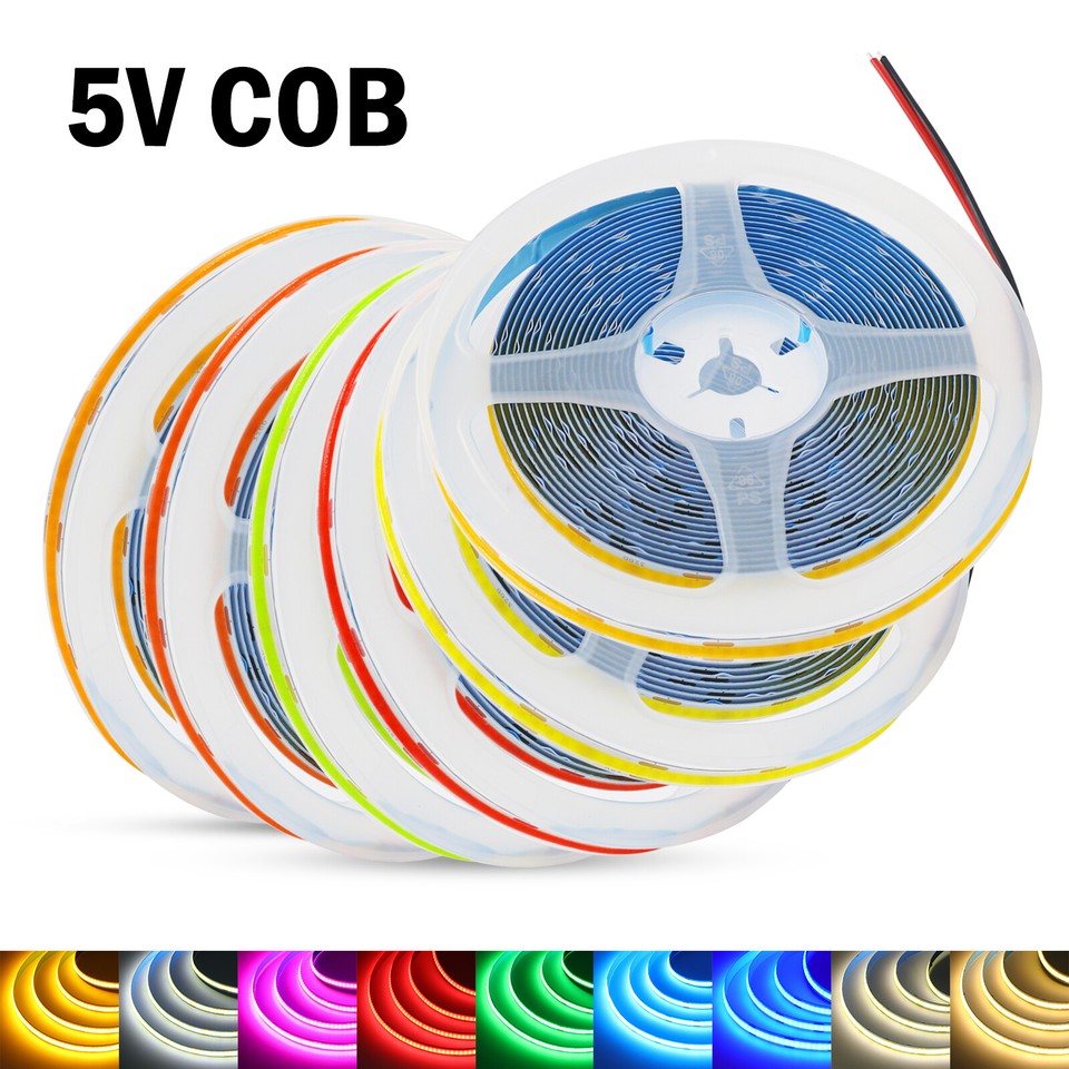 8mm COB LED Strip Light 5V USB LED Strip Ribbon Lamp Tape 320leds/m LED ...