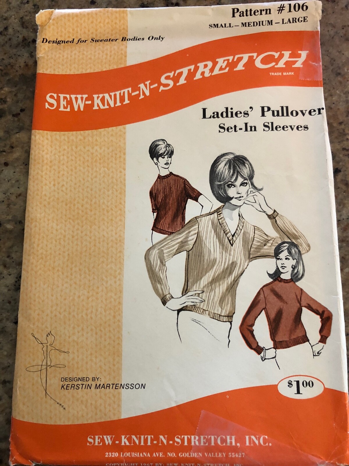 💐 1967 SEW-KNIT-N-STRETCH #106 - LADIES (3 STYLE) PULLOVER TOP PATTERN ...