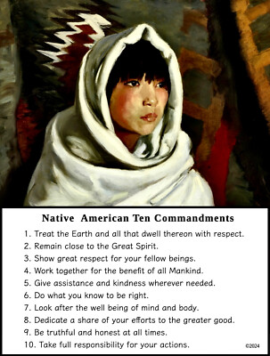 Native American Ten Commandments 8.5x11" Photo Print Indigenous Woman ...