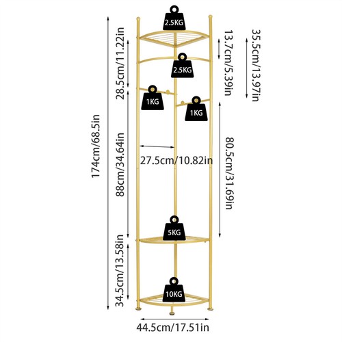Heavy Duty Gold Hat Coat Rack Clothes Hanger Corner Hall Tree Stand ...