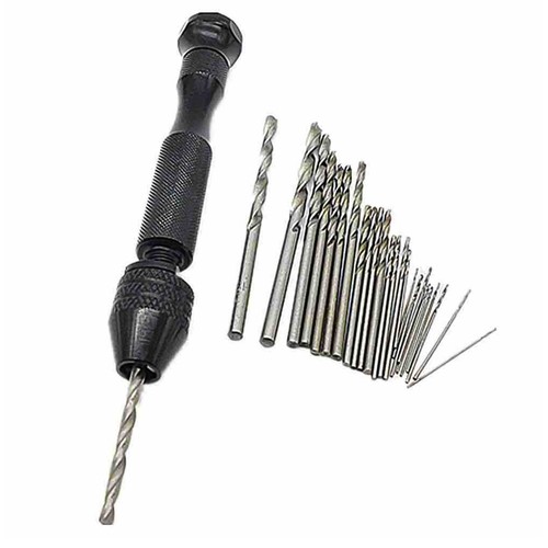 26 IN 1 Manual Keyless Chuck Pin Vise Rotary Tool Micro Hand Drill Bits ...