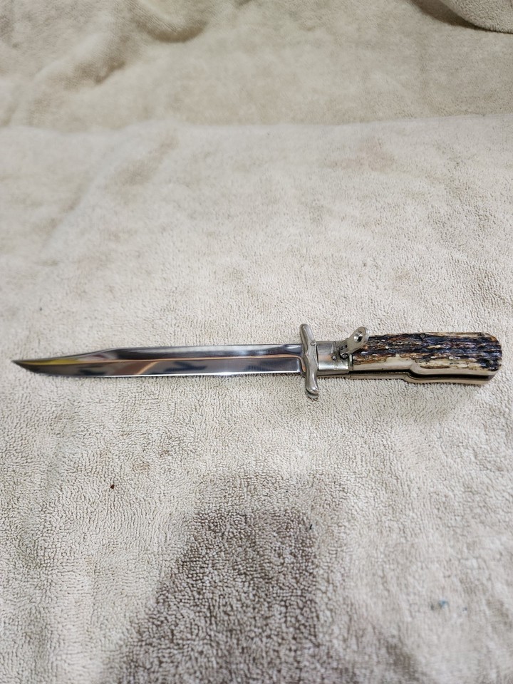 Vintage Hubertus Saufaenger Swing Guard, Lever Lock Knife-Stag Scales ...