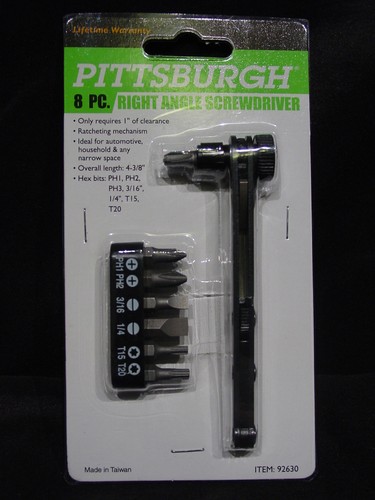 Right Angle Screw Driver Set Ratcheting 8pc Offset Screwdriver Hex Bit ...