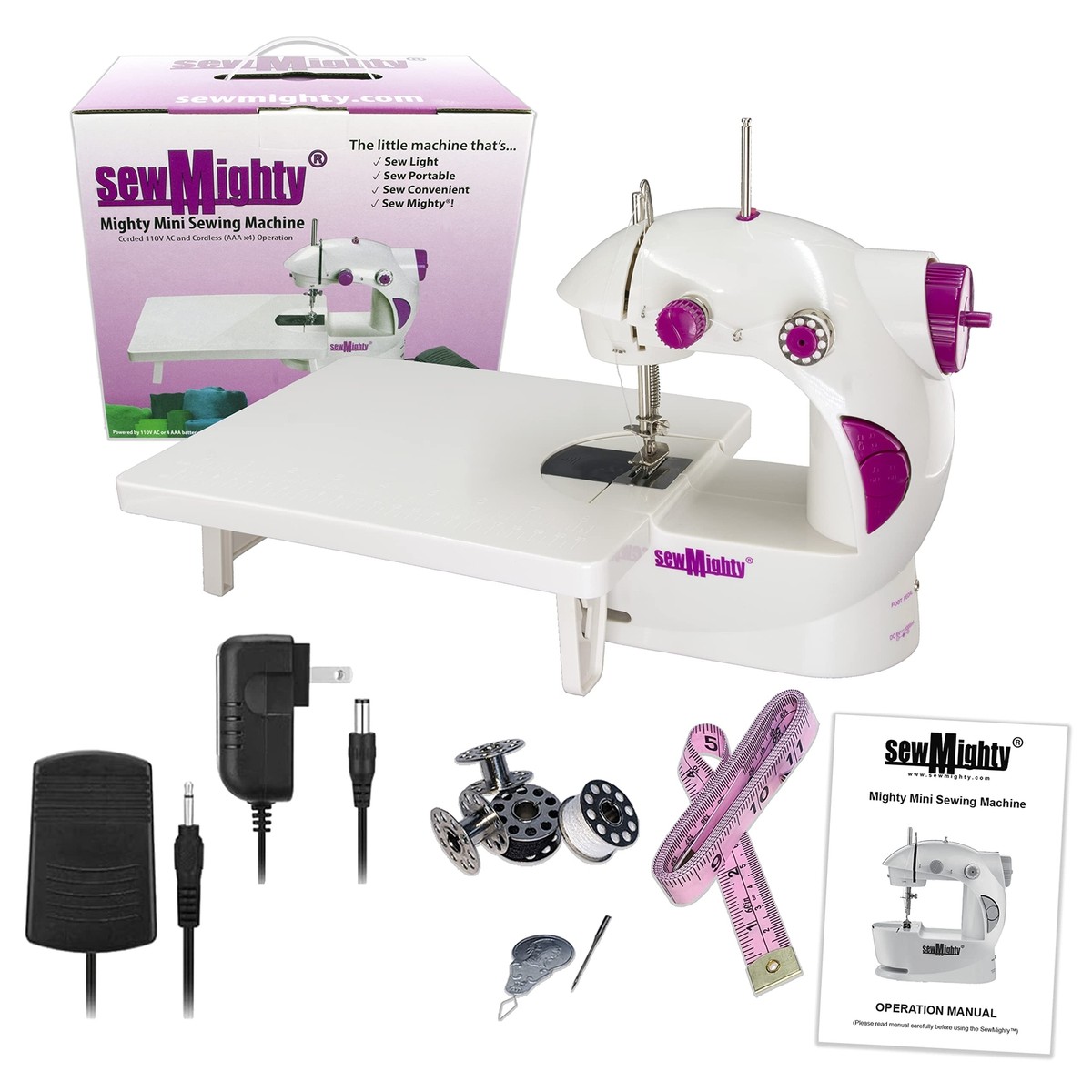 Portable Sewing Machine Dual Power Battery Or AC Handheld Sewing ...