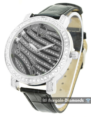 Ladies Silver CZ Zebra Clubbing Watch Zebra Dial, Silver White Hands 7 ...