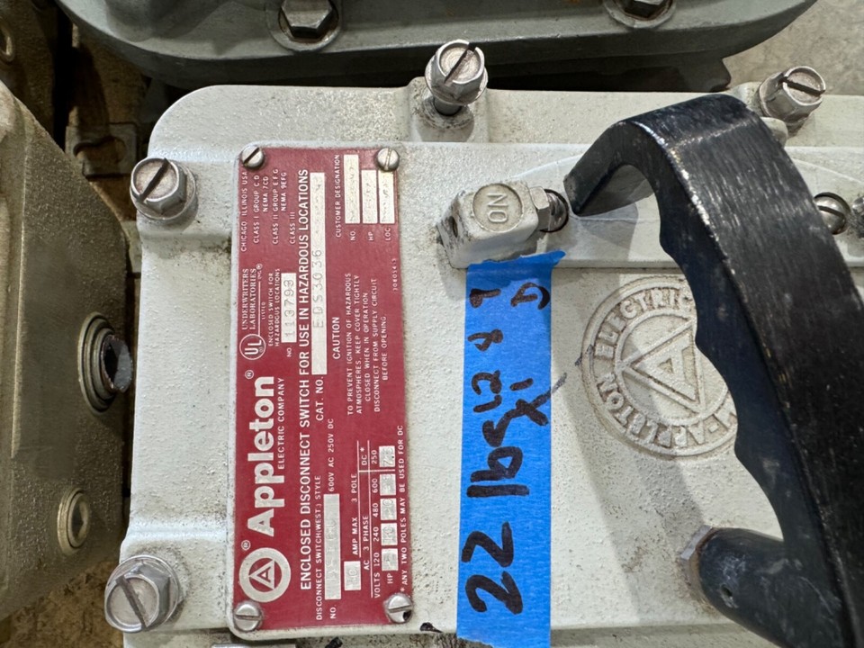 Appleton Explosion Proof Disconnect Switch EDS3036 30A 600 3 POLE ...