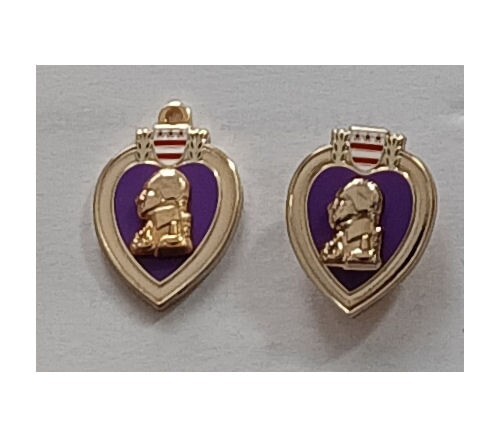 USA Army Purple Heart 7/8" 3D metal *2 piece Honor Pin & Pendant/Charm ...