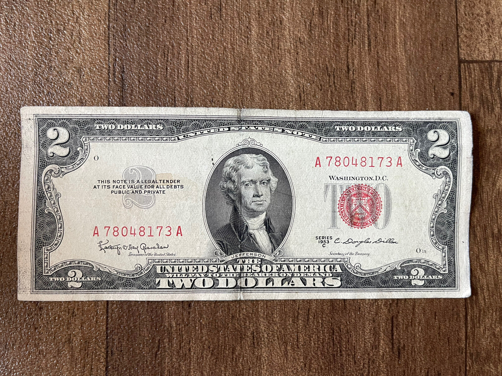 RARE United States Note $2 Two Dollar Bill Series 1953C Red Seal | eBay