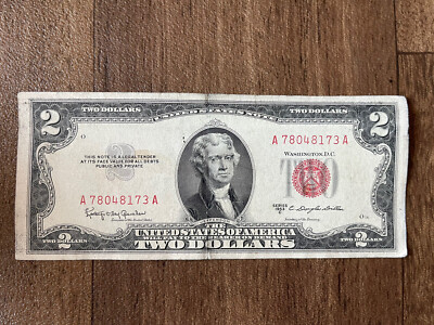 RARE United States Note $2 Two Dollar Bill Series 1953C Red Seal | eBay