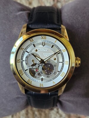 Bulova Automatic Men's Watch Gold Tone White Dial Stainless Steel Watch ...