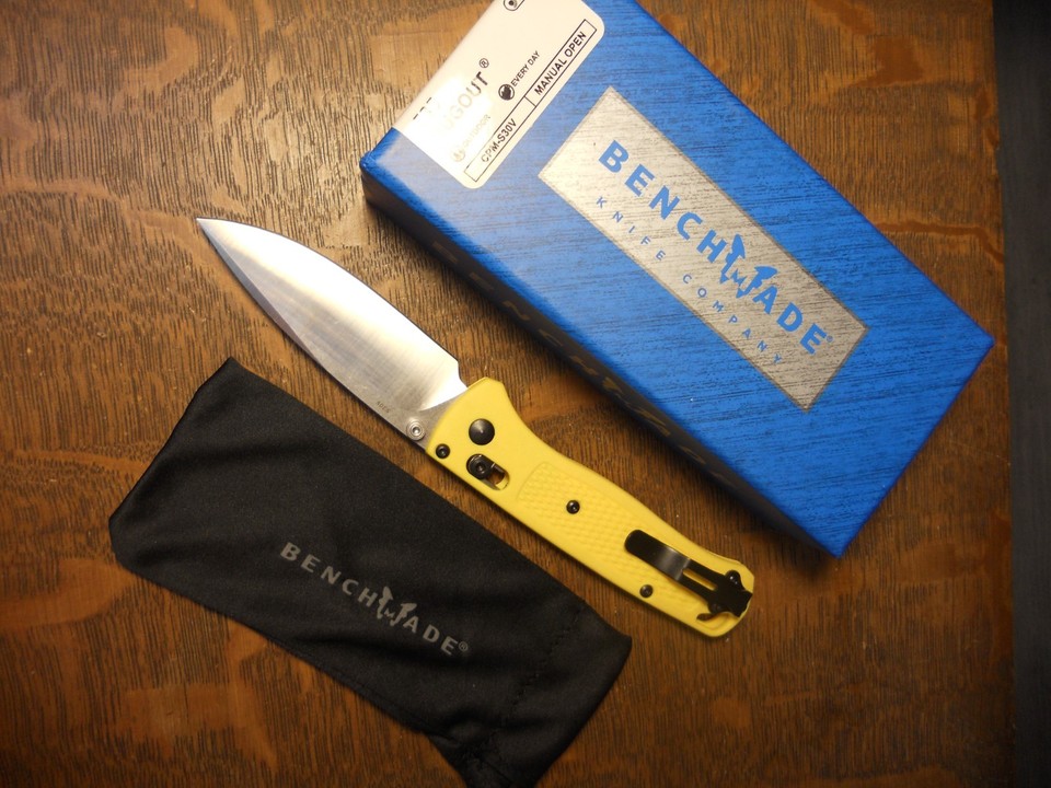 BENCHMADE USA Manual Open S30V 535 BUG OUT Knife Yellow Comp handles ...