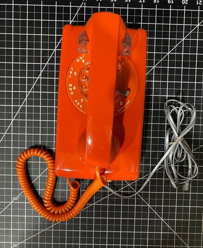 Vintage 1972 Western Electric Rotary Dial Orange Wall Phone Restored ...