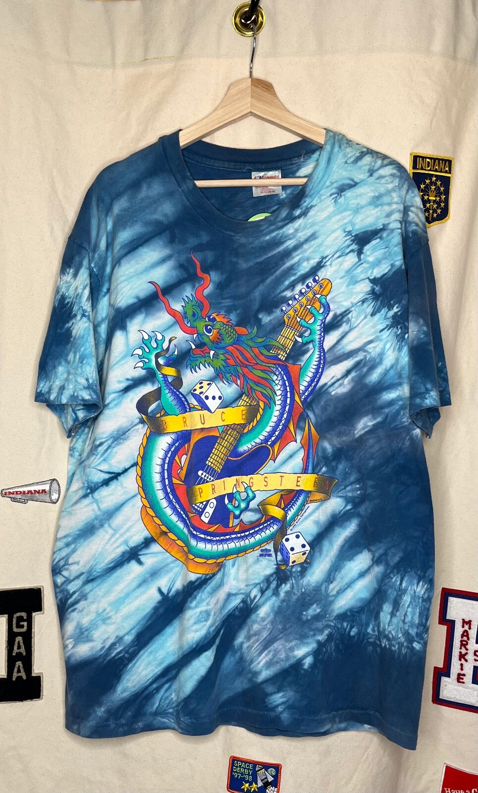 Vtg 1992 Bruce Springsteen Dragon Tattoo Blue Tie-Dye… - Gem