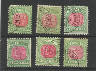 Victoria 1895 Green & Red Postage Dues CTO 1901-1902 1/2d, 5d., 10d to ...