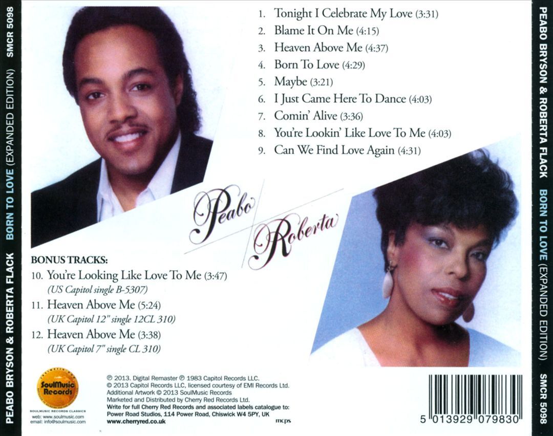 PEABO BRYSON/ROBERTA FLACK BORN TO LOVE [BONUS TRACKS] NEW CD ...