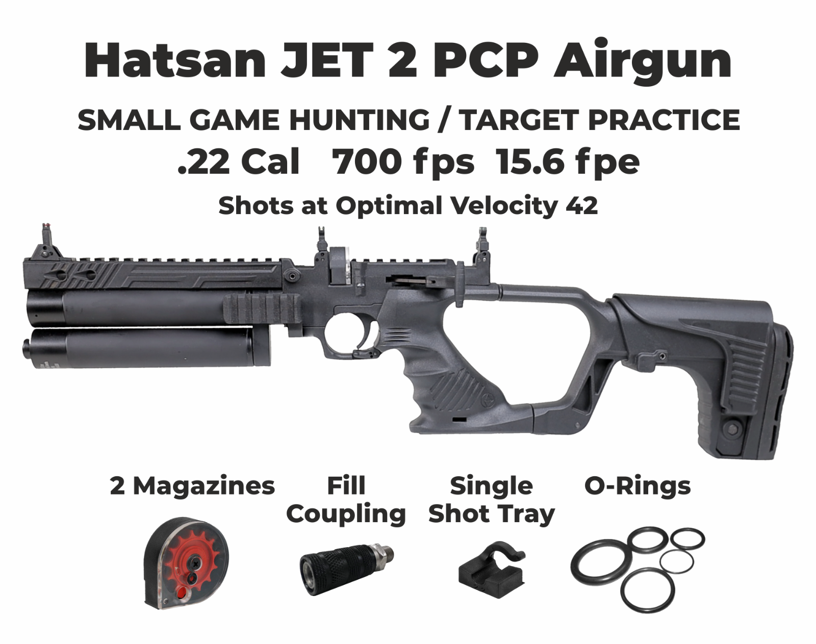 HATSAN Jet 2 Black .22 cal PCP Air Pistol Converts to Air Rifle | eBay