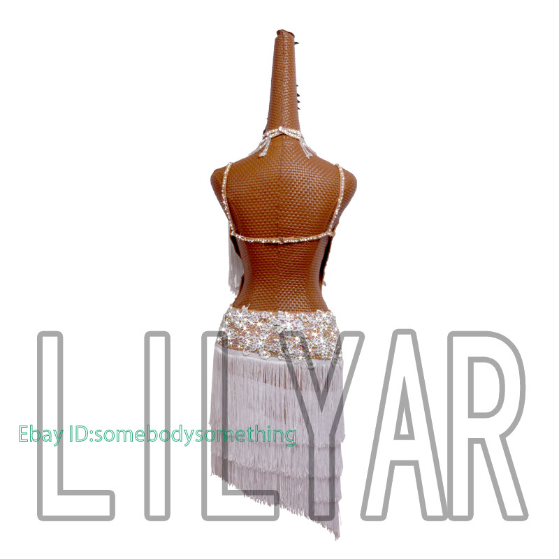 Womens Rhinestone Latin Performance Competition Adult Rumba Tassels ...