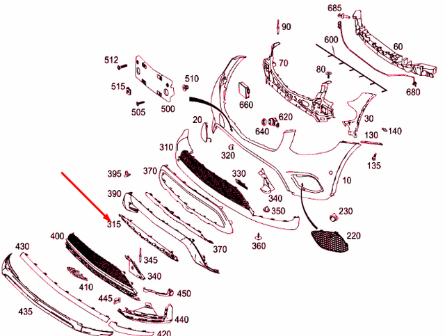 Mercedes-Benz GLC C253 Front Bumper Lower Basic Mounting A2538851103 ...