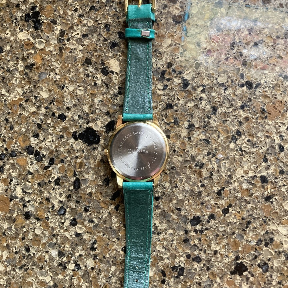 Quartz Christmas Watch With Green Leather Band. Near Mint Condition | eBay
