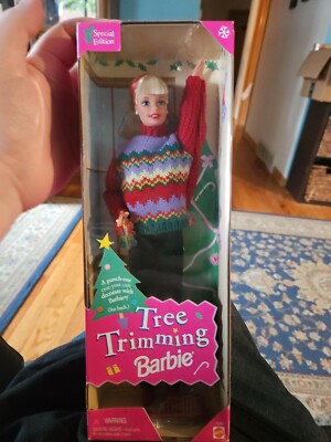 1998 Tree Trimming Barbie Doll Mattel Special Edition 22967 New In Box ...