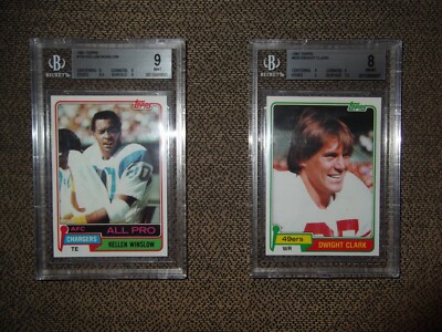 1981 TOPPS FOOTBALL SET RC LOT-DWIGHT CLARK BGS 8 & KELLEN WINSLOW BGS ...