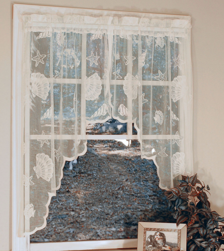 Seashells Lace Swag Valance Pair 56 x 38 | eBay