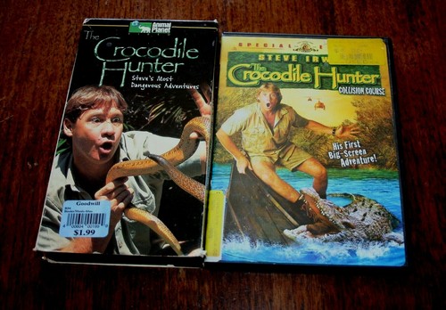 CROCODILE HUNTER DVD & VHS Tape (2) Steve Irwin Collision Course ...