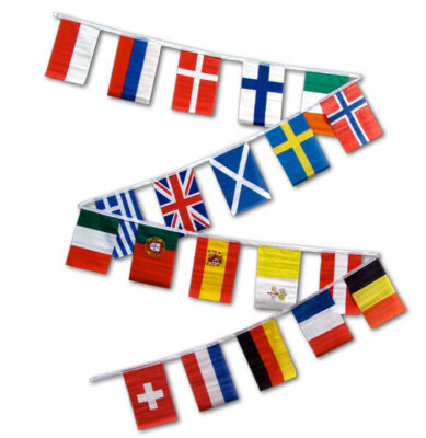 30ft European String Flag 12x18in European Country Flags Bunting String ...