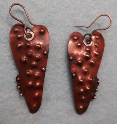 Copper Bumpy Heart Earrings; Sterling Trim; Made in USA by Peggy Johnson | eBay